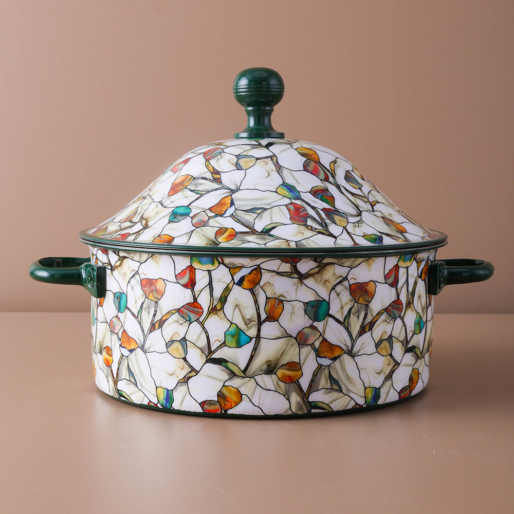 Multi color Flower Hot Pot with Lid 1.5 ML - Fancy Design